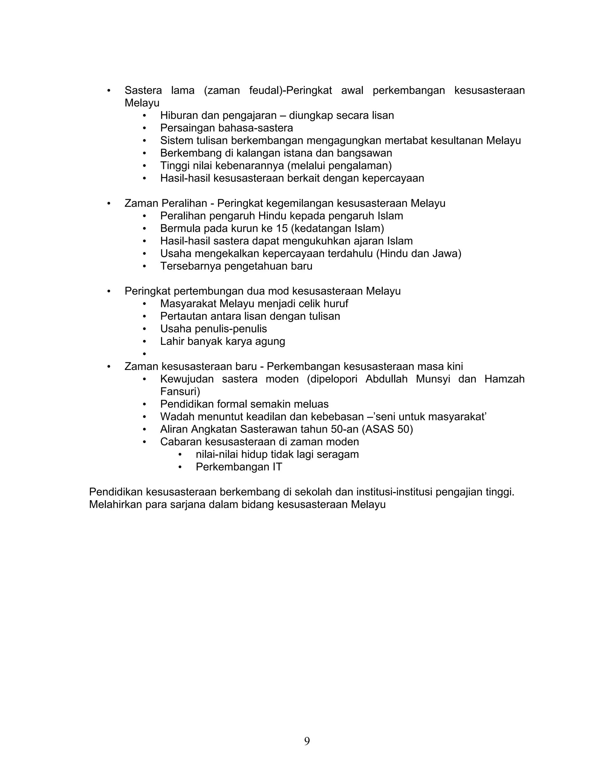 3. kesusasteraan, kebudayaan dan kesenian melayu | DOC