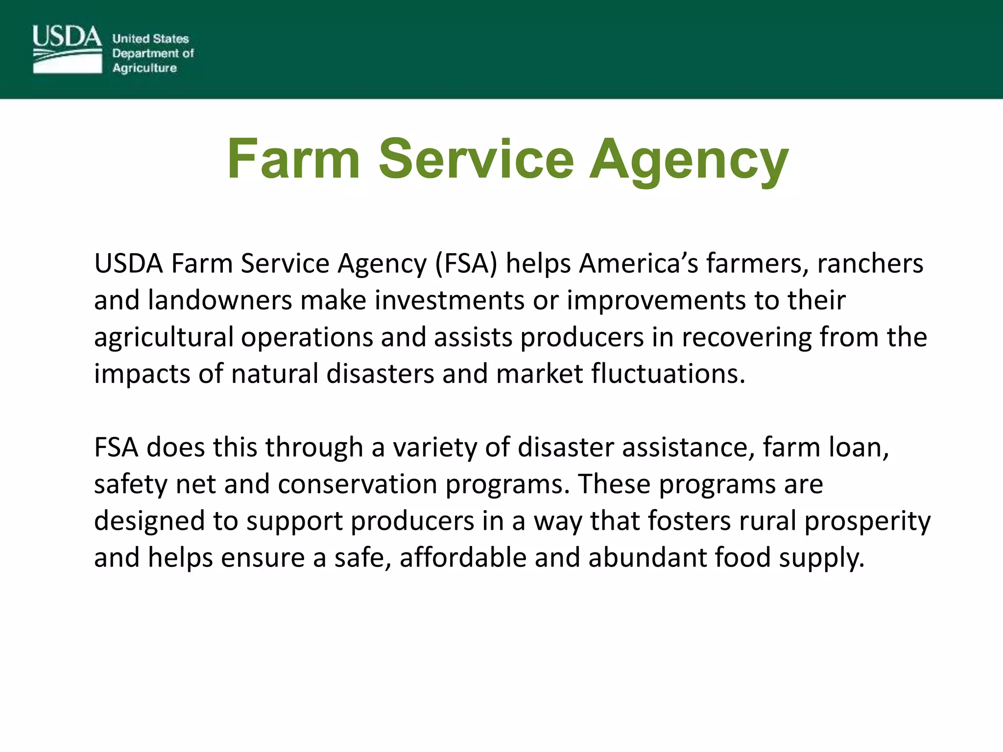 USDA Farm Service Agency: Addressing Drought – Coping with the impacts ...