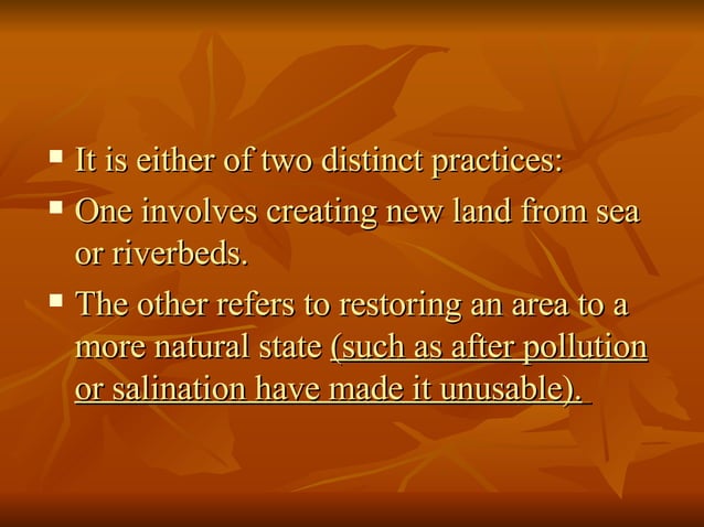 3 Land Reclamation Ppt | PPT | Environment | Science