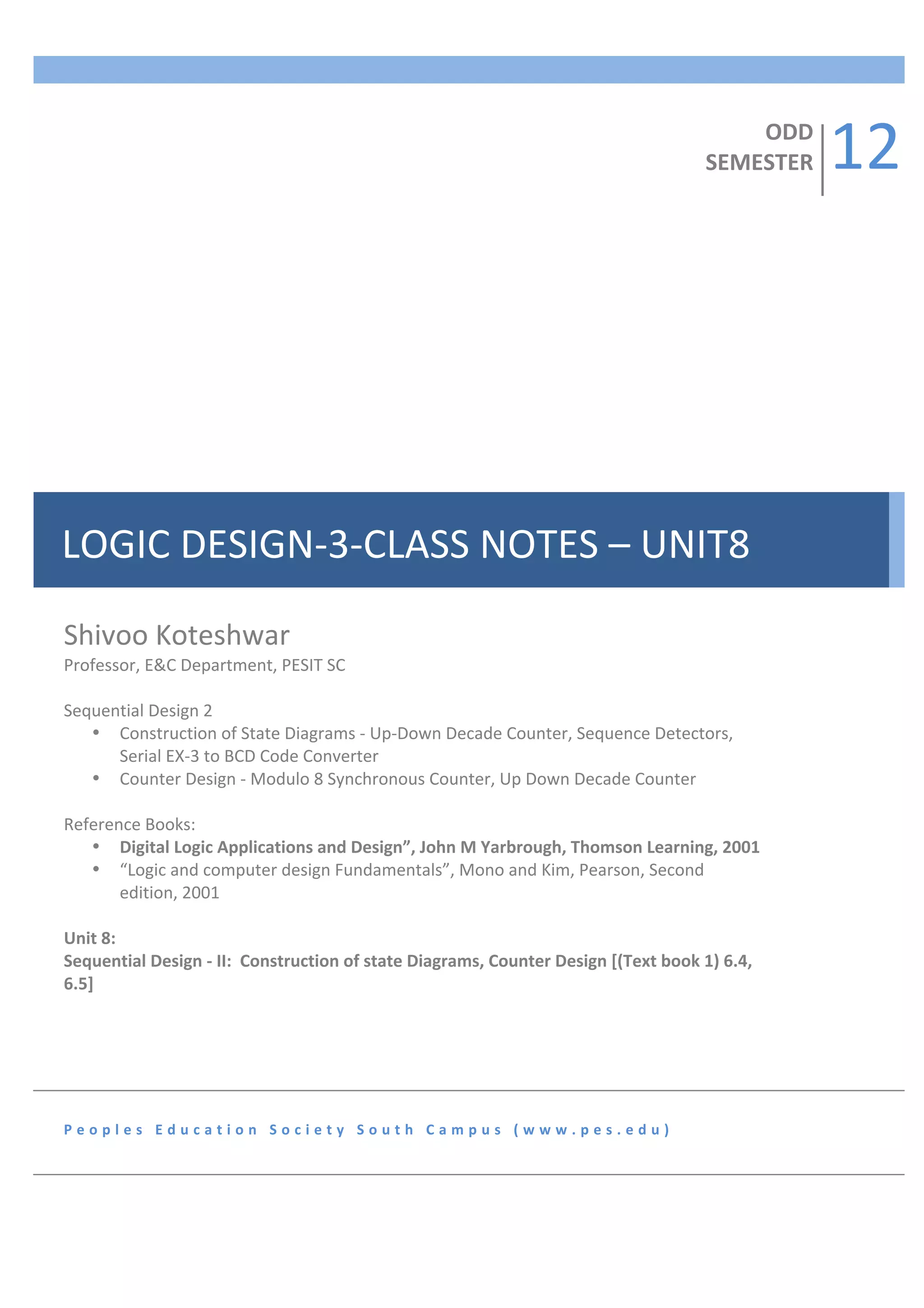 3Sem-Logic Design Notes-Unit8-Sequential Design | PDF