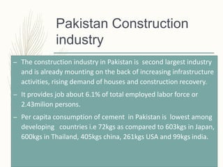 Pakistan construction industry and its impact on gdp | PPTX