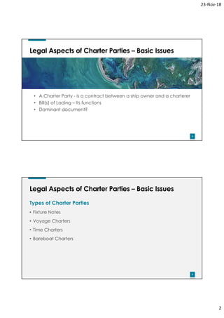 Legal Aspects of Charter Parties – Basic Issues | PDF
