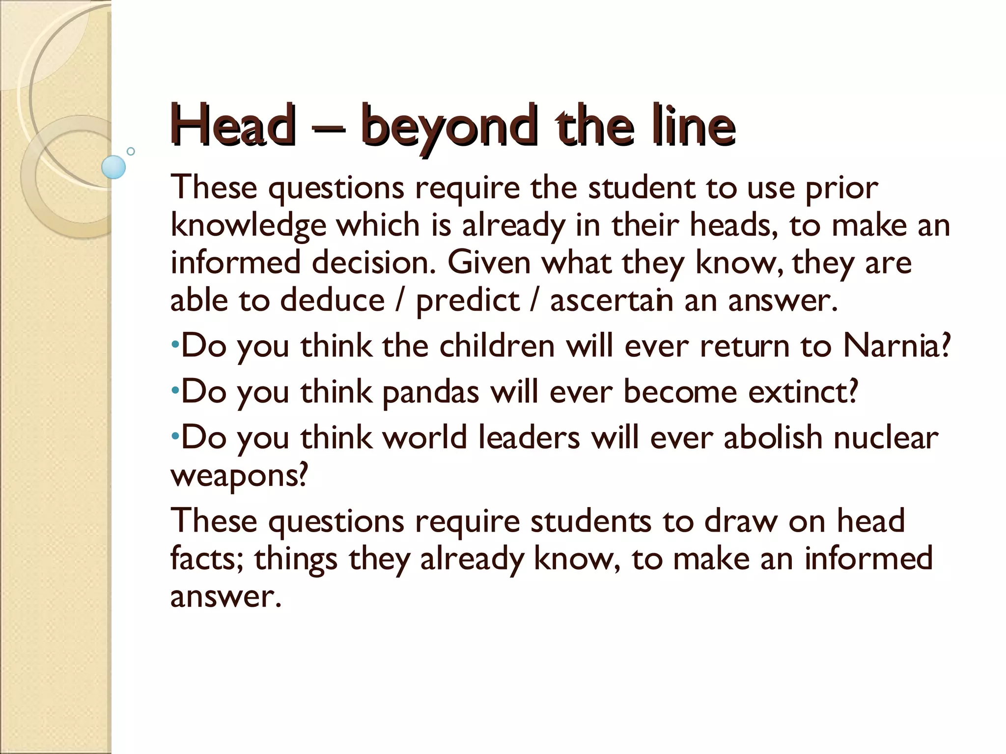 3 Levels of Questions | PPT