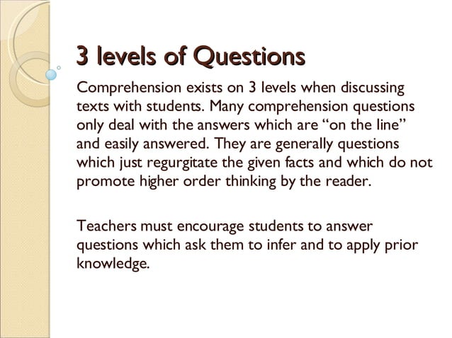 3 Levels of Questions | PPT