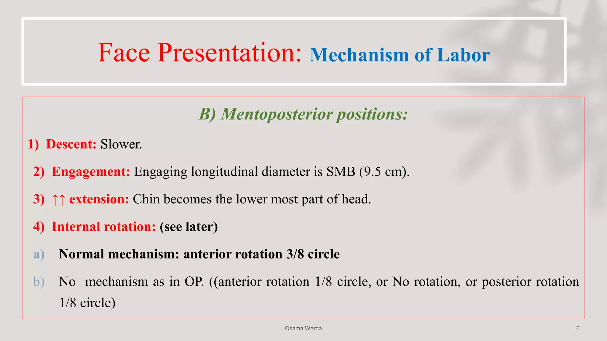 3 malpresentations.warda (3)- FACE PRESENTATION | PDF