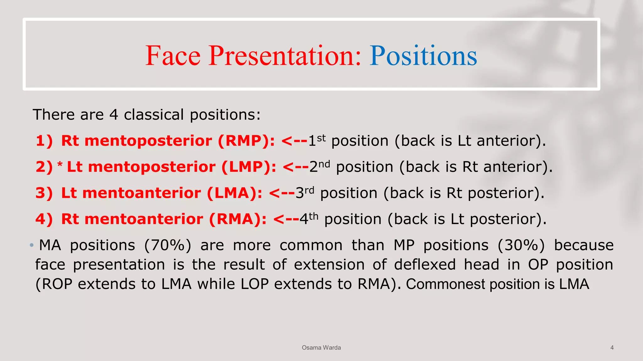 3 malpresentations.warda (3)- FACE PRESENTATION | PDF