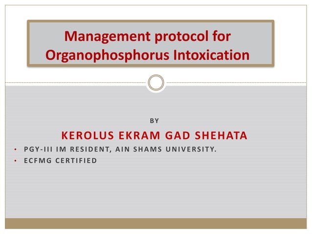 Management protocol of organophosphoprus intoxication | PPT