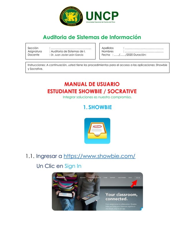 Manual de Usuario Showbie - Socrative Estudiante ASI | PDF
