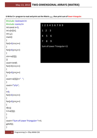 3 matrix in c++ programming aramse