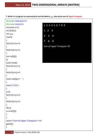 3 matrix in c++ programming aramse | PDF