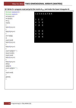 3 matrix in c++ programming aramse | PDF