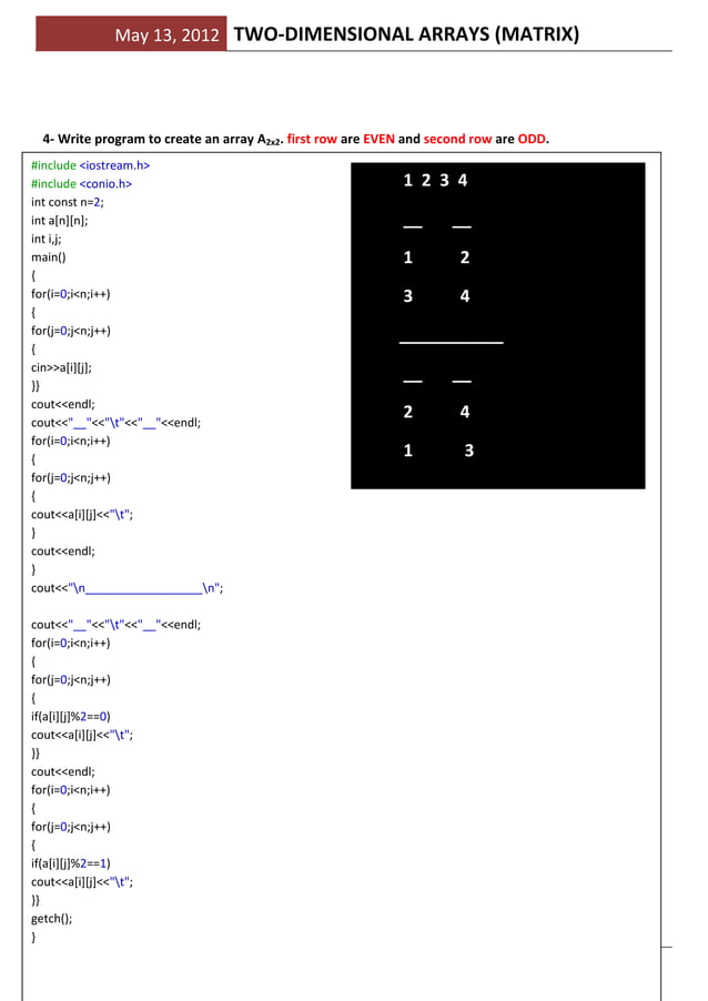 3 matrix in c++ programming aramse | PDF