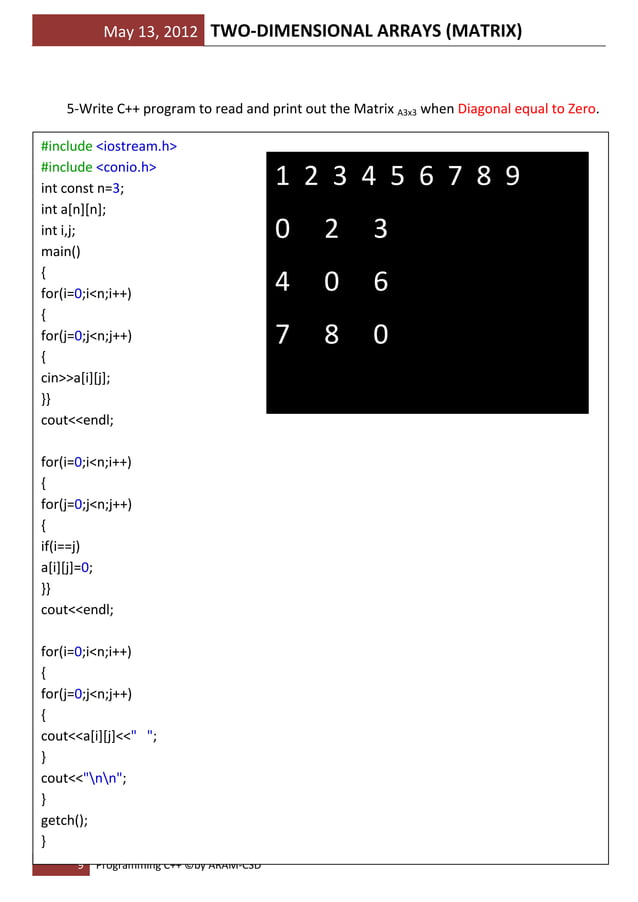 3 matrix in c++ programming aramse | PDF