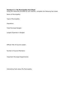 Municipal Election Lesson 3 - Municipal Governments | PDF