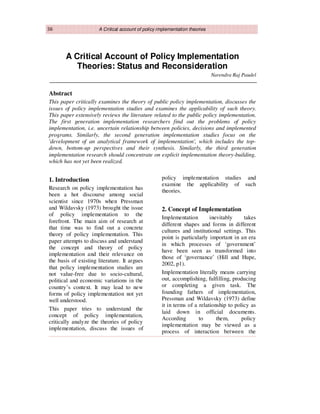 3 narendra-paudel-a-critical-account-of-policy-implementation-theories | PDF