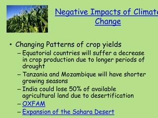 3 negative effects of climate change | PPTX | Geography | Science