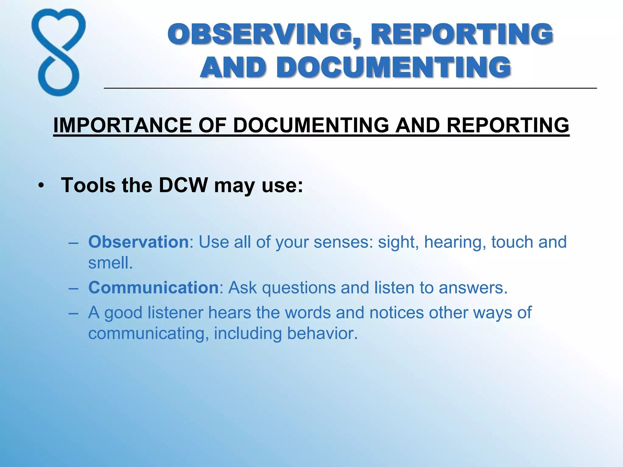 3. observing, reporting and documenting | PPTX