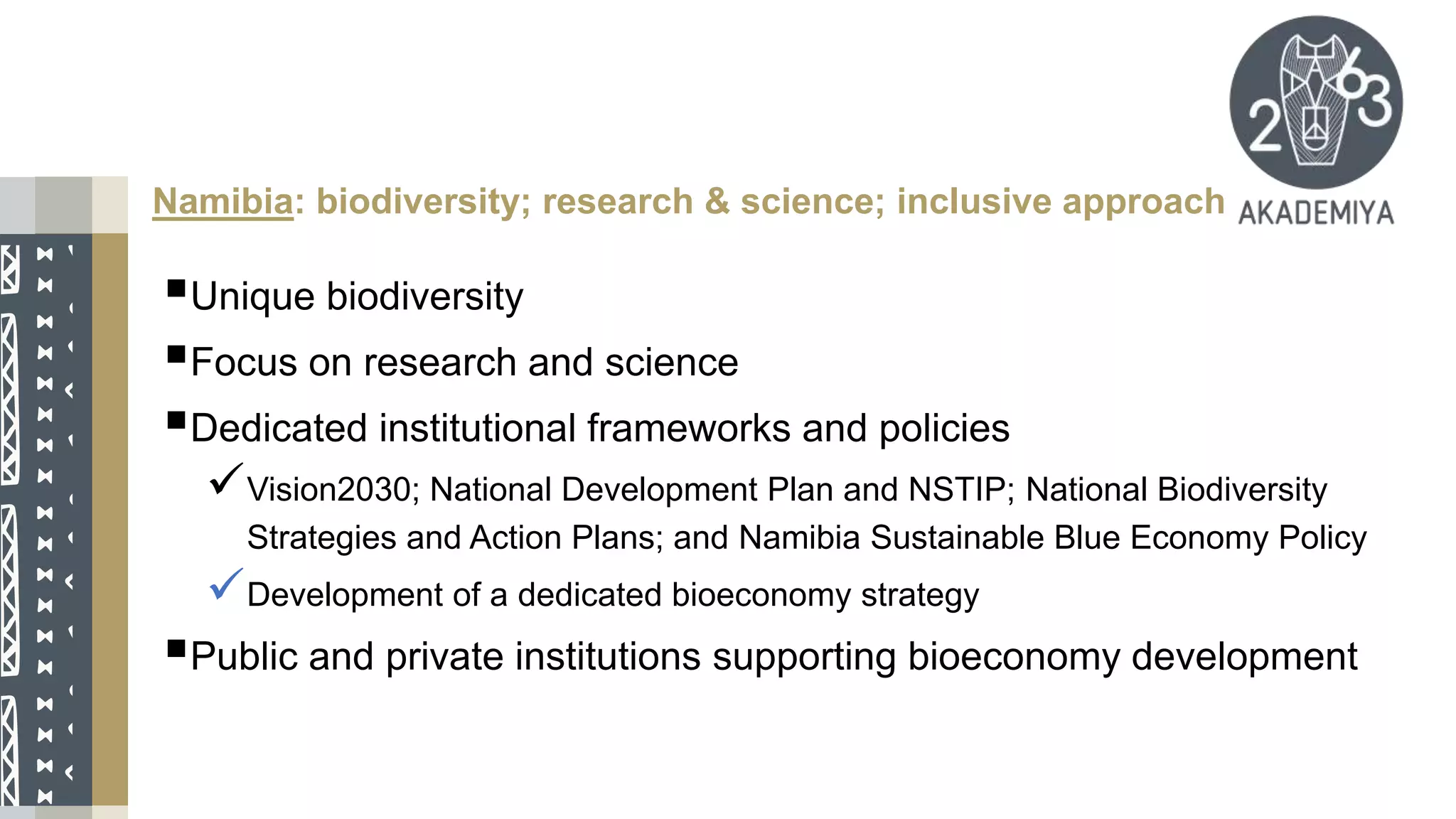 Policy innovations and opportunities for Africa’s Bioeconomy | PPTX