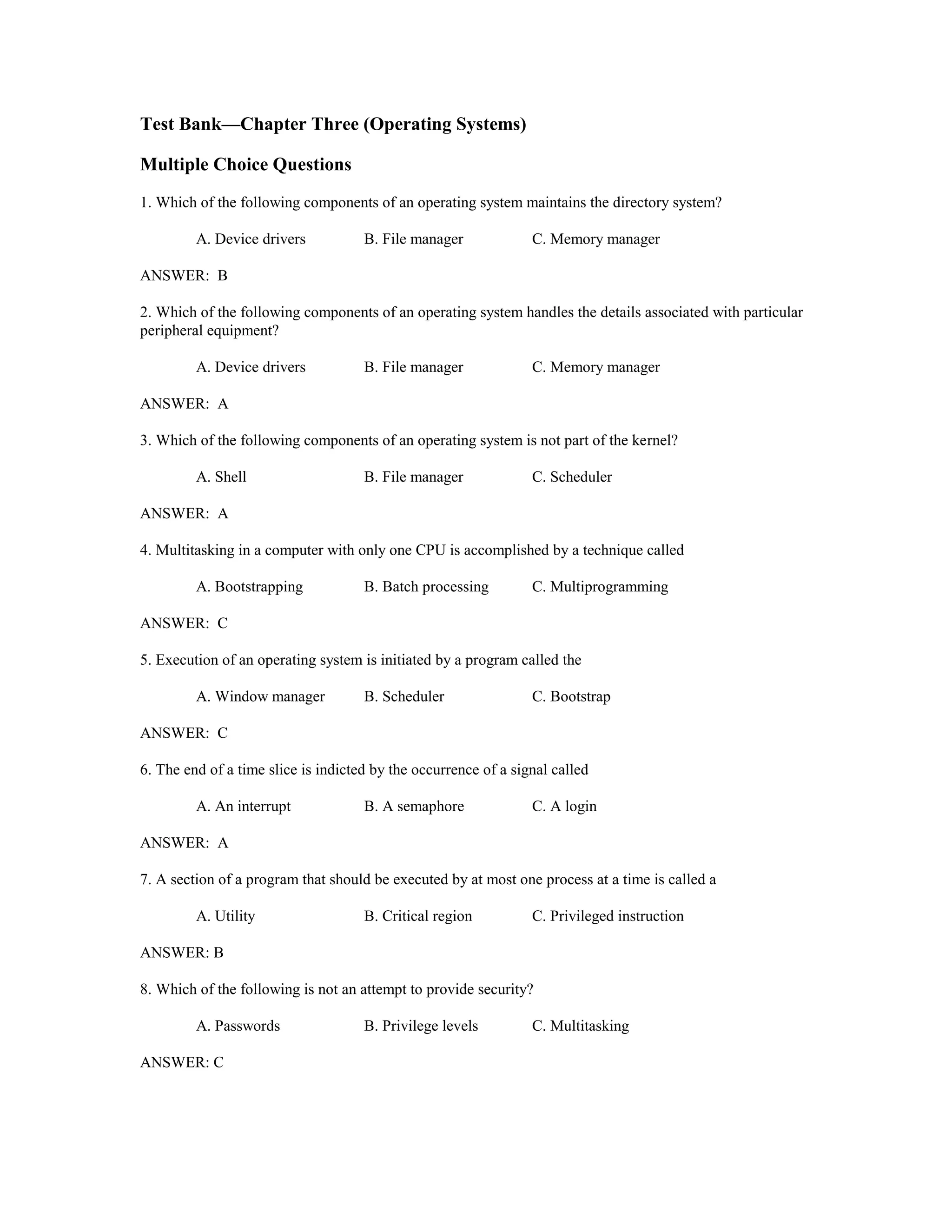 資管所作業系統補充考卷(適用交大、政大、中山、成大) | PDF