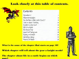 Parts of a Book--Knight Story | PPT