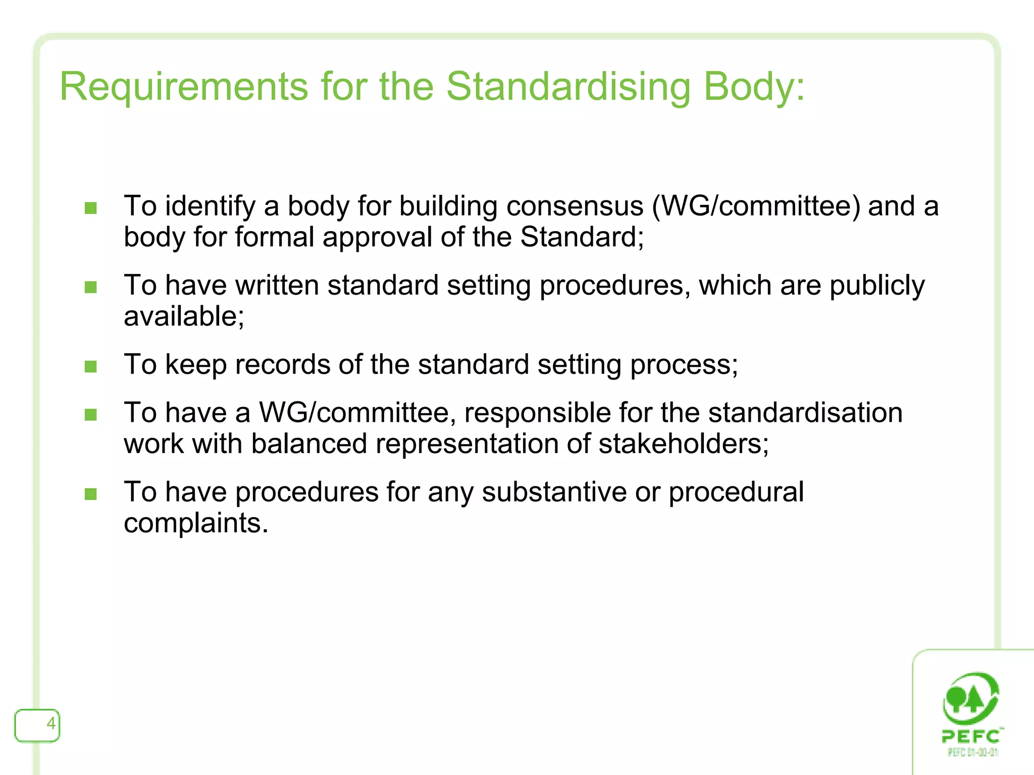 PEFC Standard Setting - Requirements | PPT