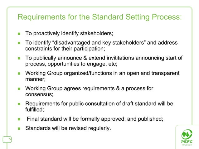 PEFC Standard Setting - Requirements | PPT