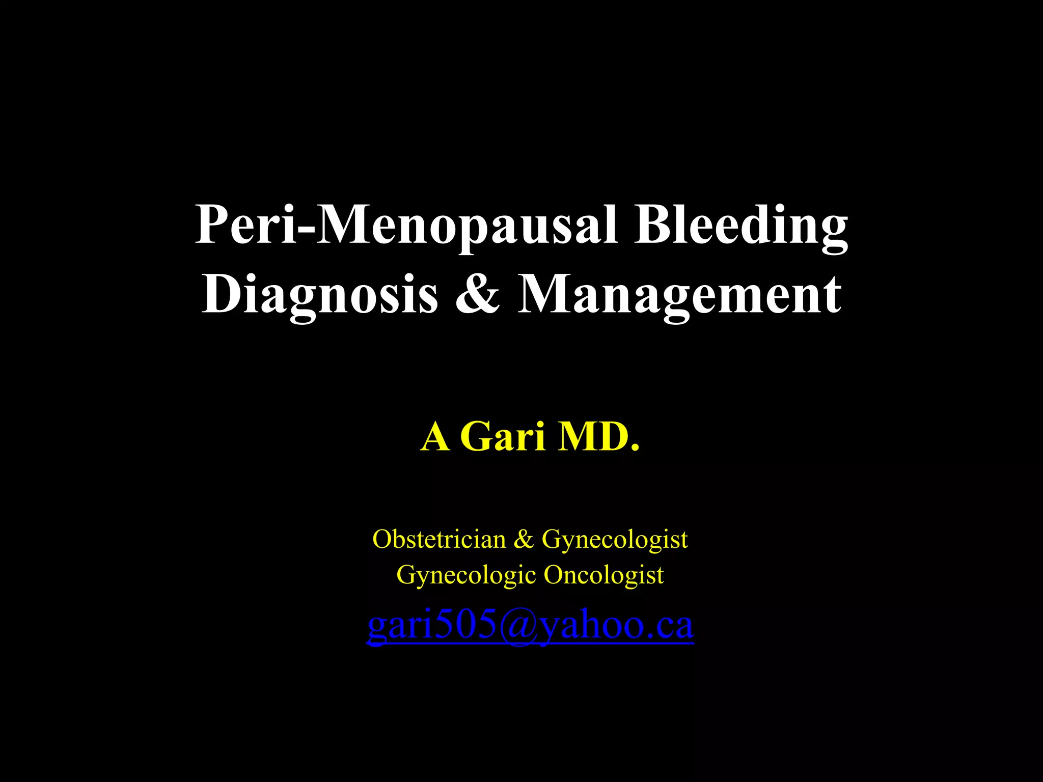 3-perimenopausal bleeding management & rx | PDF