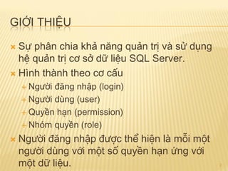 3. phan quyen trong sql server 01012010 | PPT