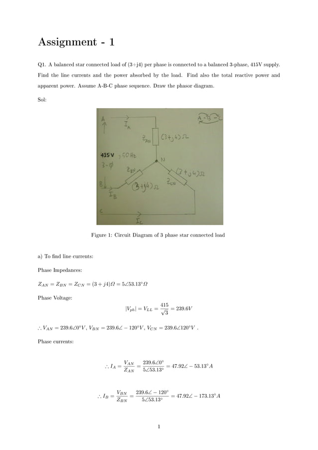 Three phase balanced load circuits and synchronous generators | PDF