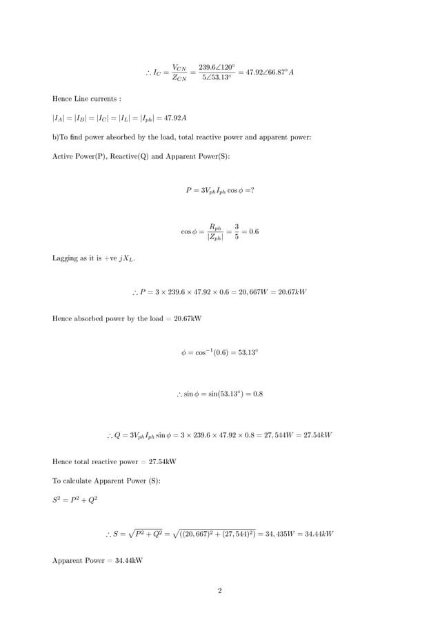 Three phase balanced load circuits and synchronous generators | PDF