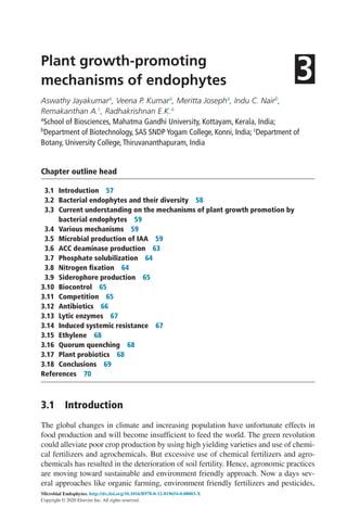 Plant growth-promoting mechanisms of endophytes | PDF