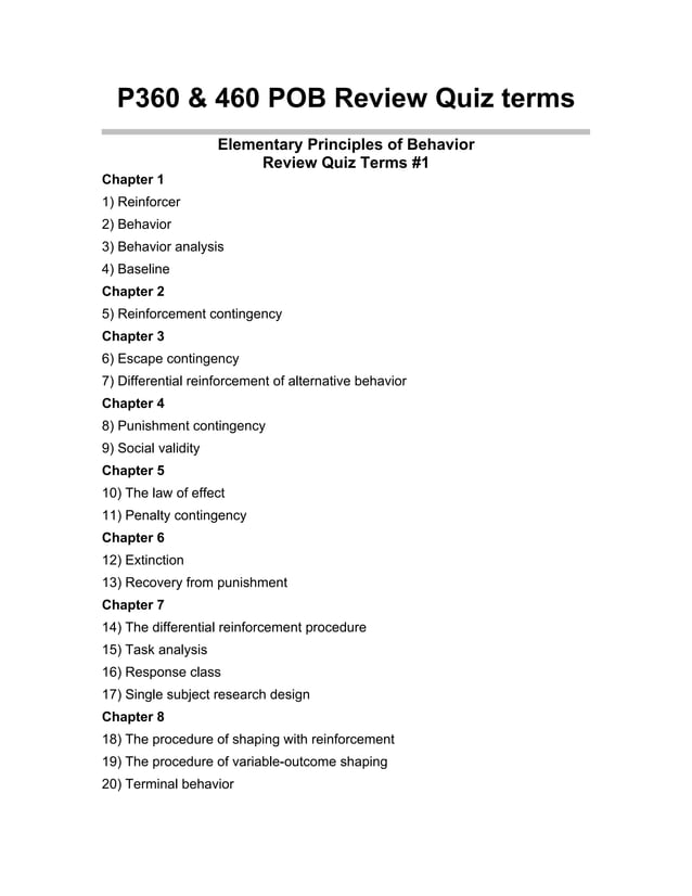 3. pob review quiz list of terms | DOC | Education