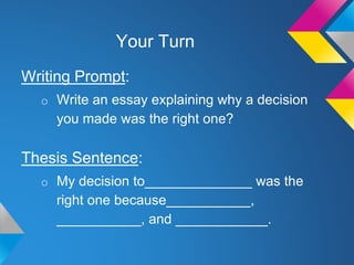 Writing a 3-point Thesis Statement | PPTX