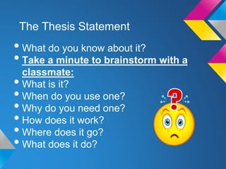Writing a 3-point Thesis Statement | PPTX
