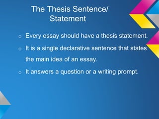 Writing a 3-point Thesis Statement | PPTX
