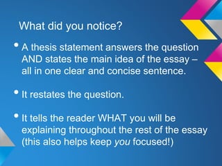 Writing a 3-point Thesis Statement | PPTX