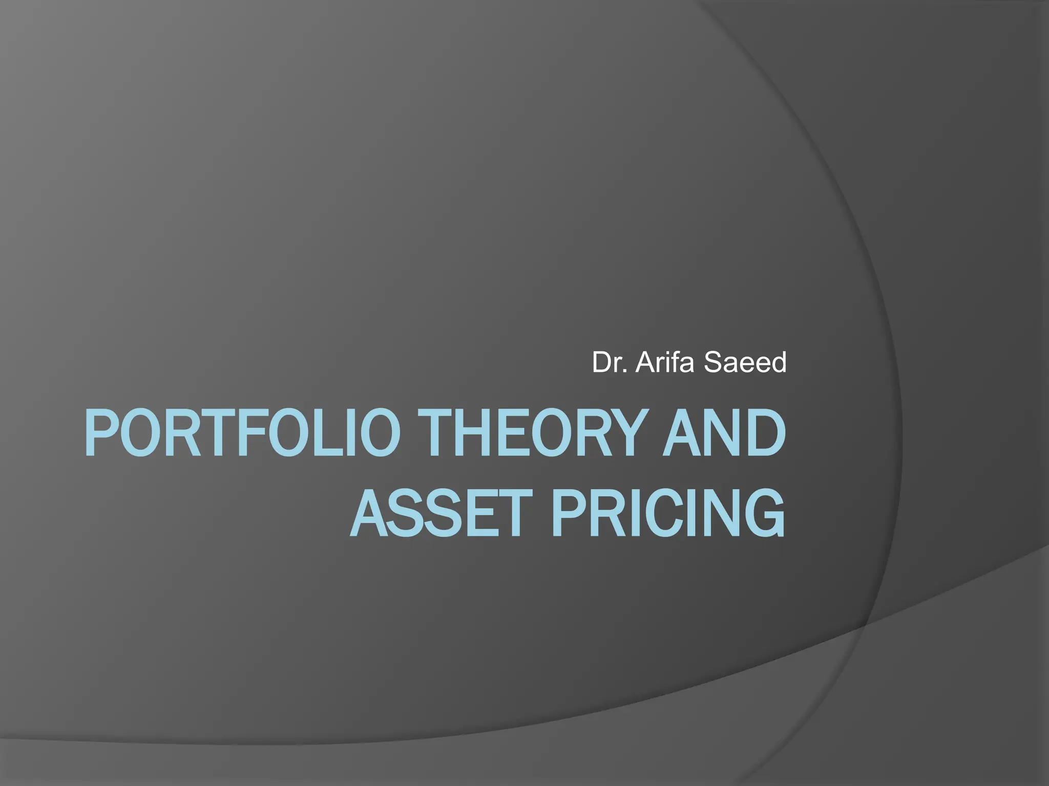 portfolio and capital asset pricing theory.pptx