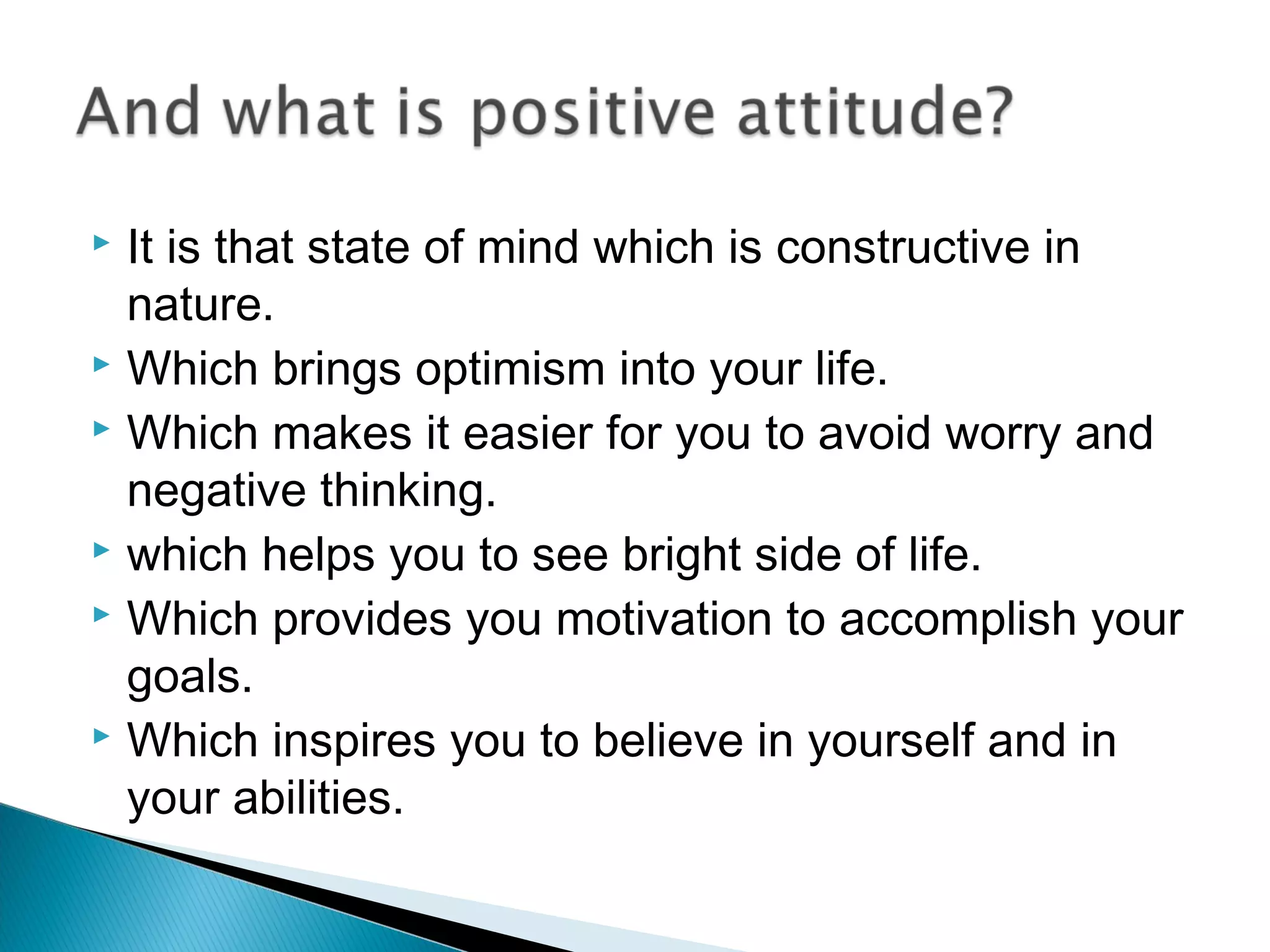 Positive attitude skills | PPT