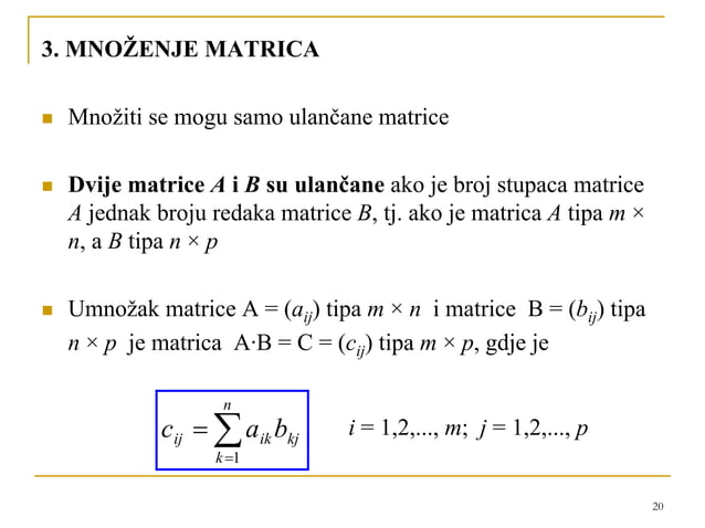 3.predavanje matrice | PDF