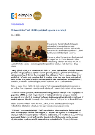 3. Press Clipping_ Univerzitet u Tuzli i GIKIL potpisali Ugovor o saradnji | PDF