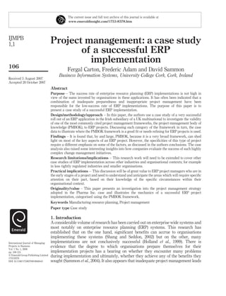 3. Project Management A Case Study Of A Successful Erp Implementation | PDF