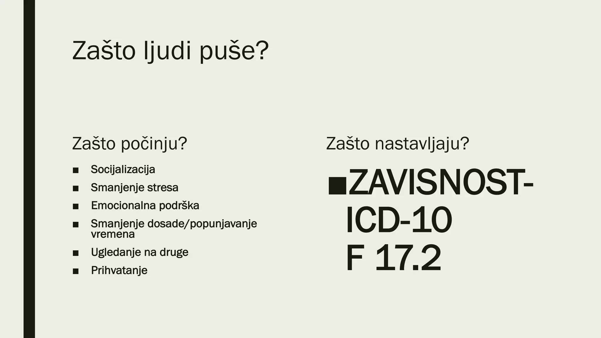 Pušenje i zavisnost, Snežana Alčaz | PPT