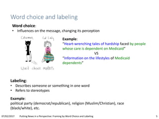 Putting News in a Perspective: Framing by Word Choice and Labeling | PDF