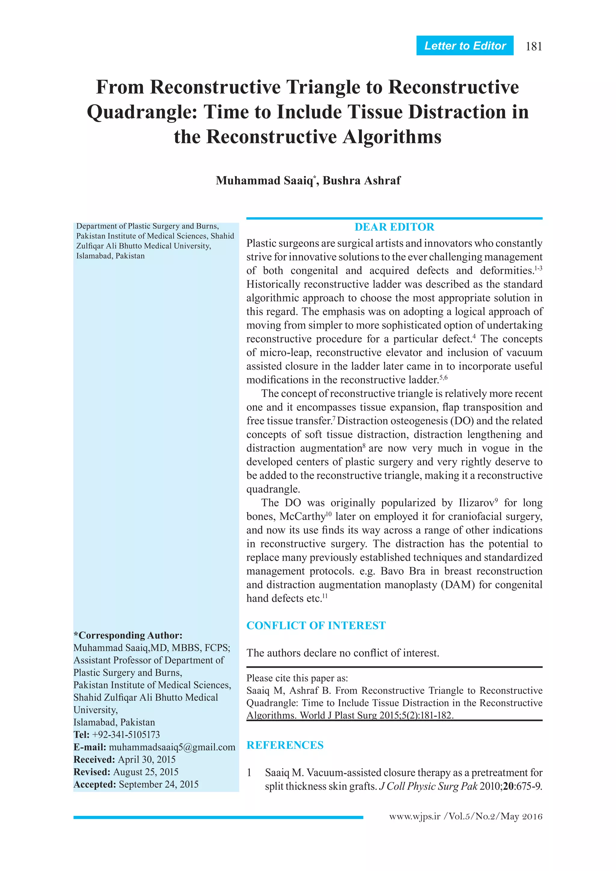 Reconstructive quadrangle in plastic surgery | PDF
