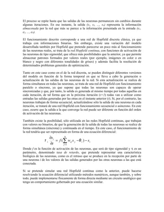 REDES NEURONALES De Hopfield | DOC