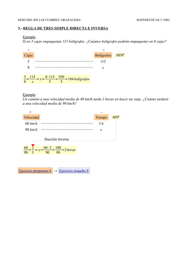 3.- Regla de tres simple directa e inversa | PDF