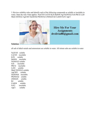 3- Review solublity rules and identify each of the following compounds.docx