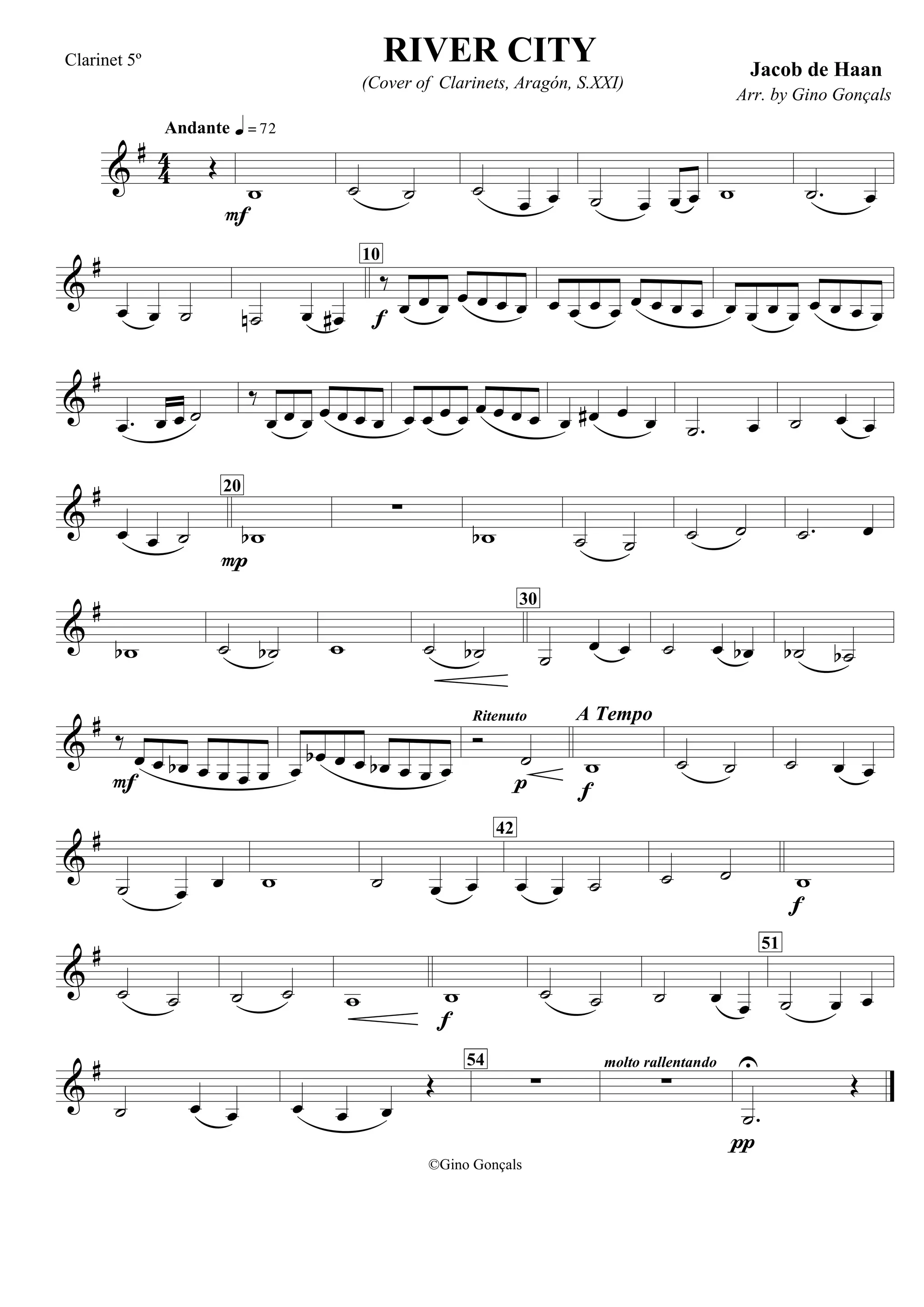 River City - Jacob de Haan - Set of Clarinets | PDF