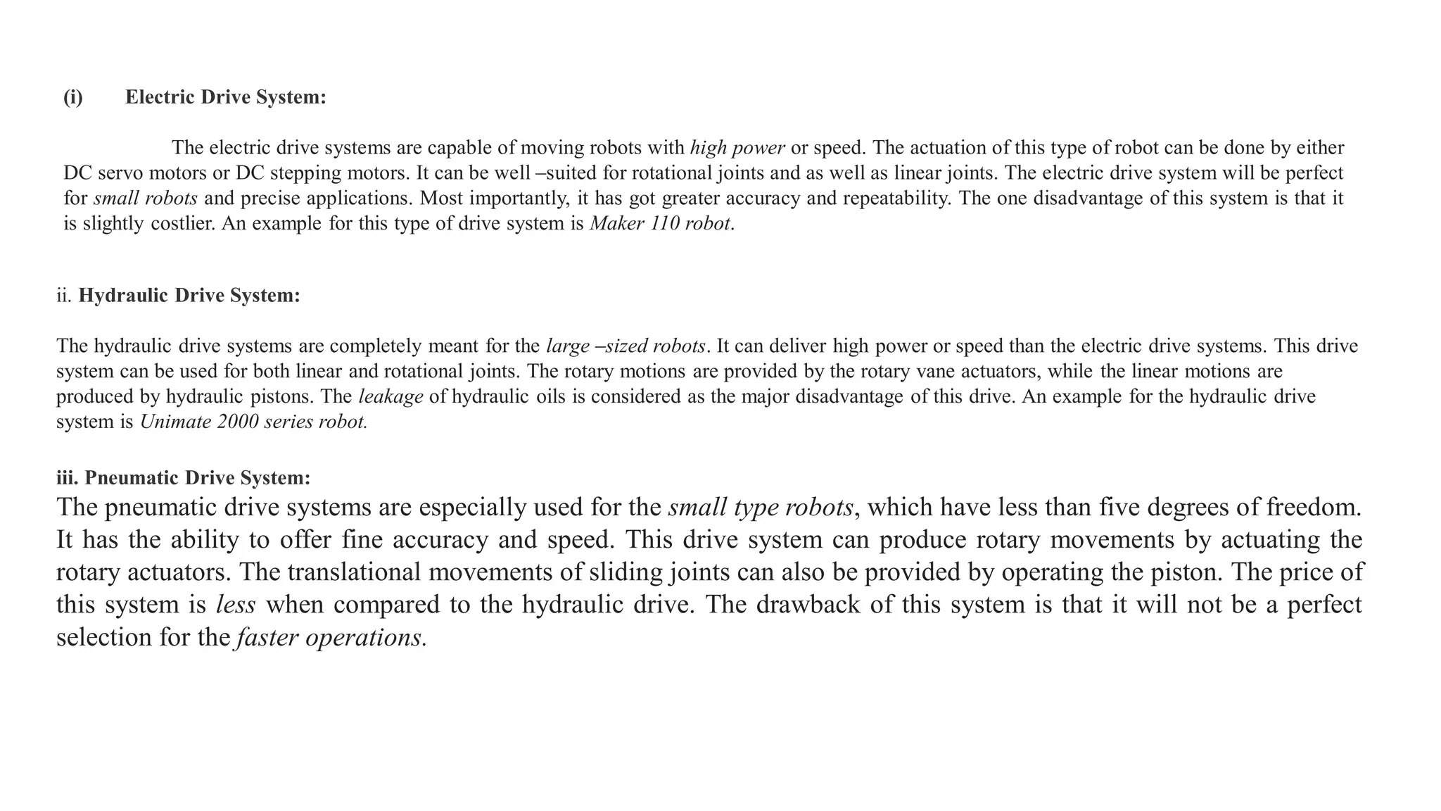 3-Robot drive system, functions of drive systems, pneumatic systems ...