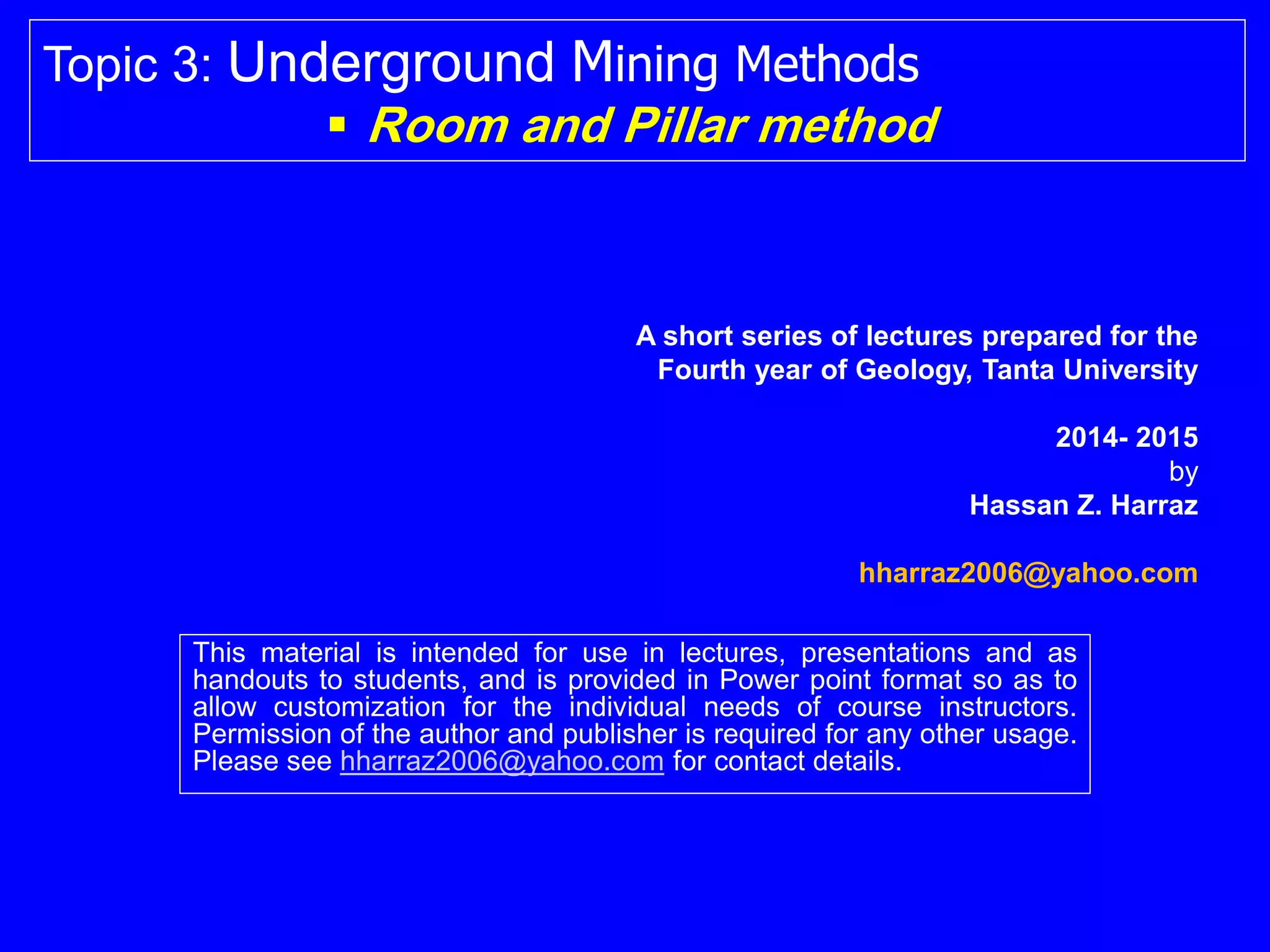Room and Pillar Mining Method | PDF